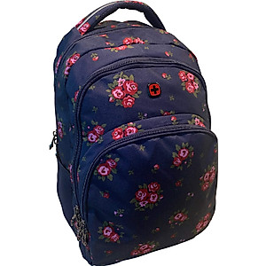 Wenger Upload Backpack With 16" Laptop Pocket And Tablet Pocket, Navy Floral Print