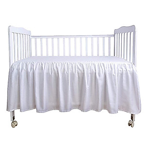 White Crib Bed Skirt- Perfect for Nursery Crib for Boys & Girls with a 14" Drop and Size 28x52