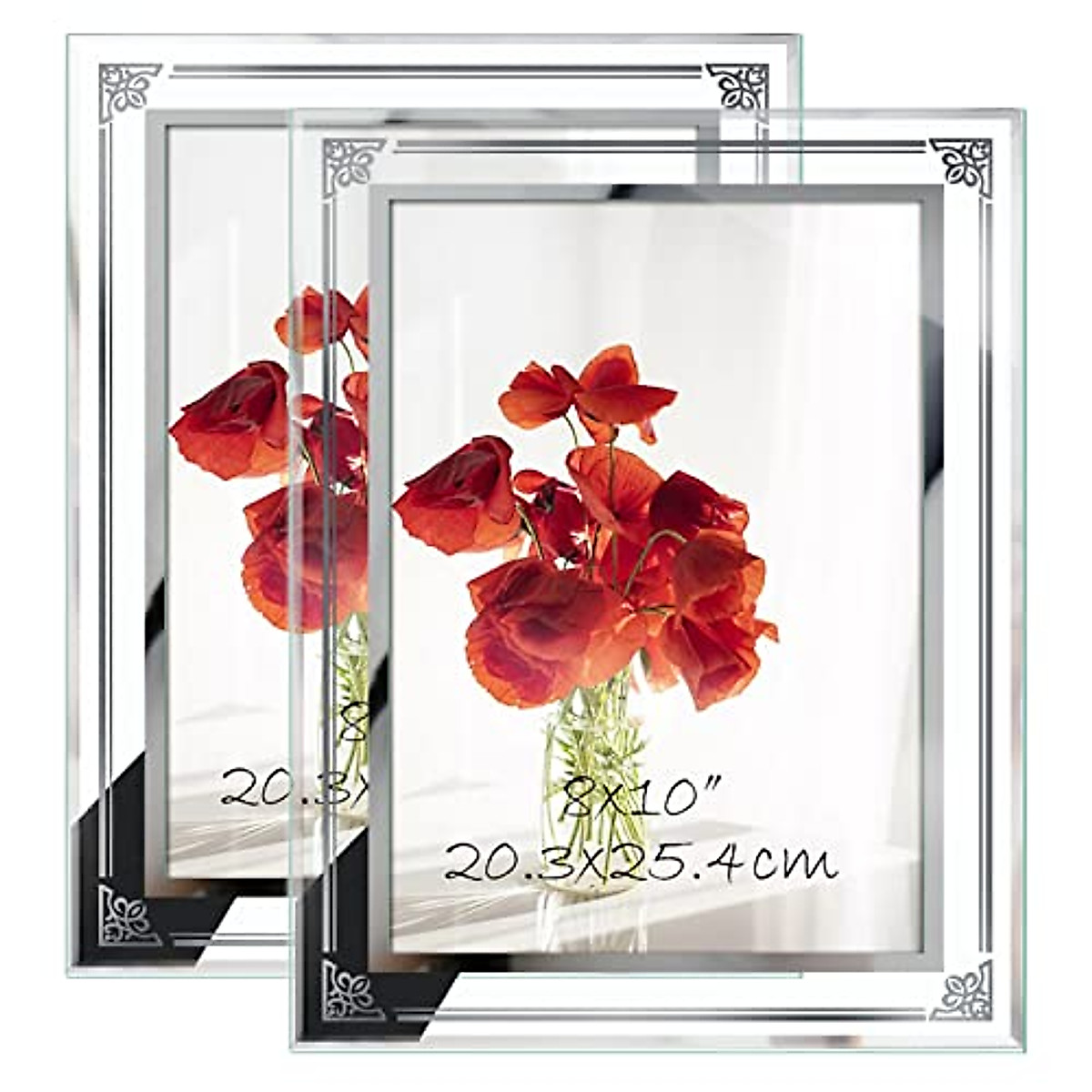 HORLIMER 8x10 Picture Frame Set of 2, Glass Photo Frame 8 by 10 for Tabletop, Horizontally or Vertically