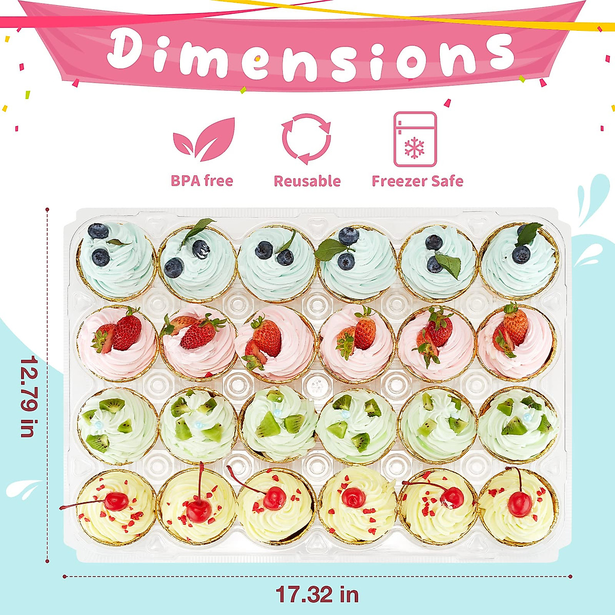 (24 Pack x 10 Sets) Gencywe Stackable Cupcake Carrier Holders with 240 Pack Cupcake Liners, Plastic Cupcake Boxes Holders for 24 Cupcakes, High Tall Dome Lid Cupcake Containers, Clear Disposable Cupcake Trays