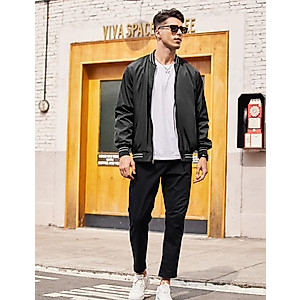 COOFANDY Varsity Jackets For Men Fashion Light Weight Bomber Jackets Windbreaker Waterproof Black