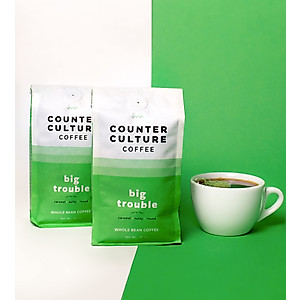 Counter Culture Coffee Big Trouble - Medium Roast, Sustainably Sourced, Kosher, Whole Bean Coffee - Nutty, Caramel, and Chocolate Flavors - 12oz (2 Bags)