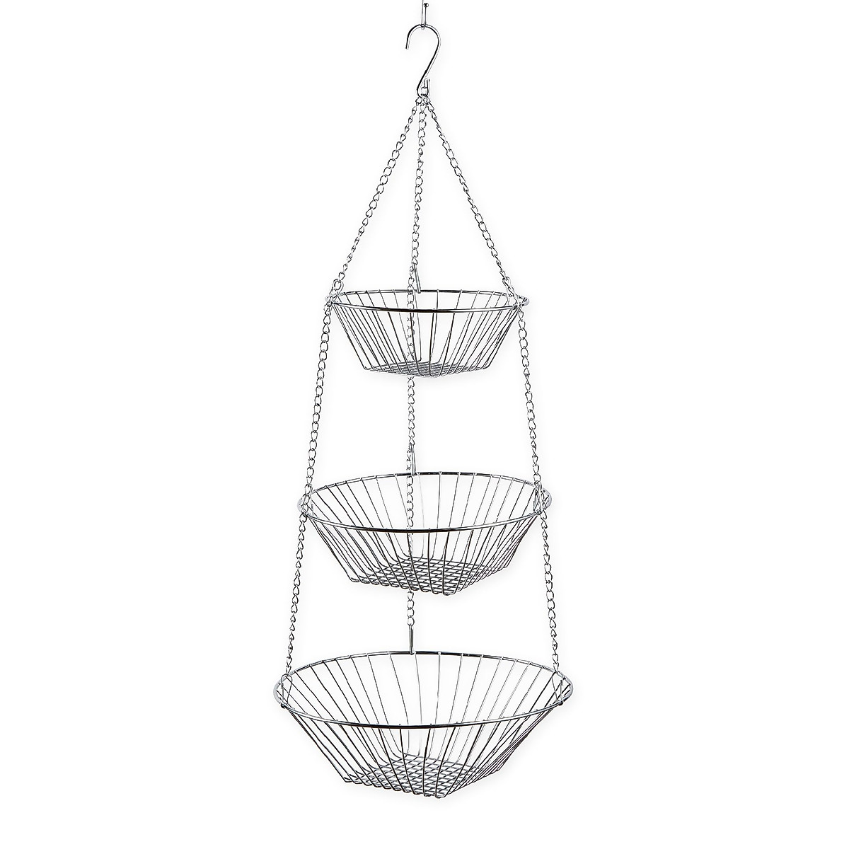 RSVP 30-by-12-Inch 3-Tier Wire Hanging Basket, Chrome