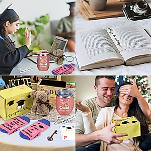 Graduation Gifts for Her 2024 - Grad Gift Set Includes Compass Bracelet,Tumbler,Bookmark,Towel,Key Bottle Opener,Socks for Women Girls