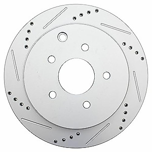 VIRAZE 2pcs Disc Brake Rotor Set Rear Left Driver and Right Passenger Side Coated Cast Iron Performance Drilled and Slotted 2882970058