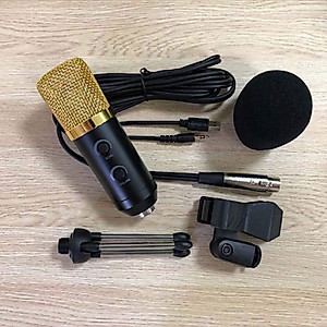 RICA-J Condenser Microphone, Cardioid Condenser Microphone, USB Microphone with Stand, 3.5mm Studio Condenser Mic with Shock Mount and Pop Filter