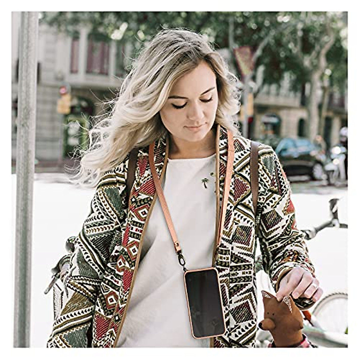 ABITKU Biodegradable Crossbody Phone Case Compatible with iPhone 12 / iPhone 12 Pro 6.1 inches (2020), Eco-Friendly Compostable Soft Cover with Adjustable & Detachable Lanyard (Pink)