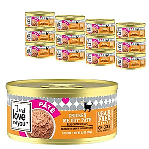 "I and love and you" Naked Essentials Canned Wet Cat Food, Chicken Me Out Pâté, Chicken Recipe, Grain Free, Real Meat, No Fillers, 5.5 oz Cans, Pack of 12 Cans