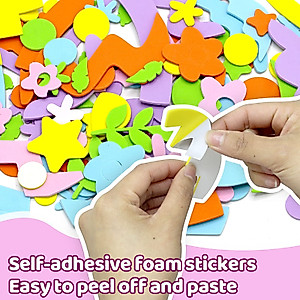 Hifunwu 24 Pcs Foam Easter Eggs for Crafts Easter Foam Crafts Stickers Set with Rhinestones Easter Crafts Party Favors Supplies