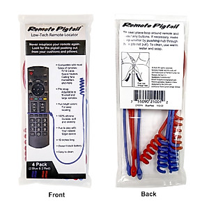 Silicone Remote Tether 4-Pack - Never Misplace Your Remote Again/Adjustable for Snug Fit/Fits Apple, Samsung, Sony, LG, Dyson & More – (2 Blue & 2 Red)