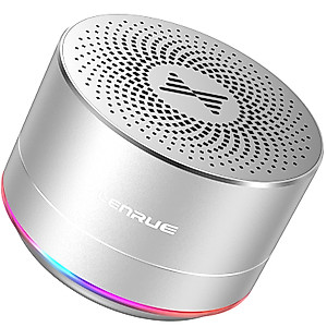 LENRUE Portable Wireless Bluetooth Speaker with Built-in-Mic,Handsfree Call,AUX Line,HD Sound and Bass for iPhone Ipad Android Smartphone and More (Silver)