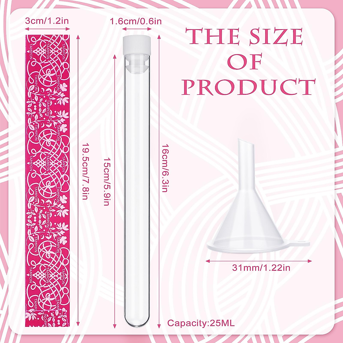 Copkim 38 Pcs Tampon Flask Set Included Tube Flasks for Women Flask Containers Tampon Reusable Wrappers Funnels for Cruise Event(Stylish Style)