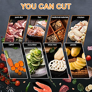 Meat Slicer Bone Cutter 20in，Manual Ribs Chopper for Chicken Fish or Beef，Stainless Steel Frozen Meat Slicer with Food Tray