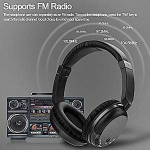 Comfortable Portable Wireless Headphones Hi-fi Stereo Multifunction for TV Over Ear Headset with FM Radio 2.4GHz Transmitter,RCA and 3.5mm Stereo Adapter