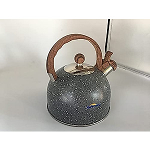 Tea Kettle for Stovetop, 2.5 Quart Stainless Whistle Teapot Water Boilers for Stovetops, Induction Stone Kettle with Loud Whistle - Perfect for Preparing Hot Water Fast for Coffee Tea(Grey)
