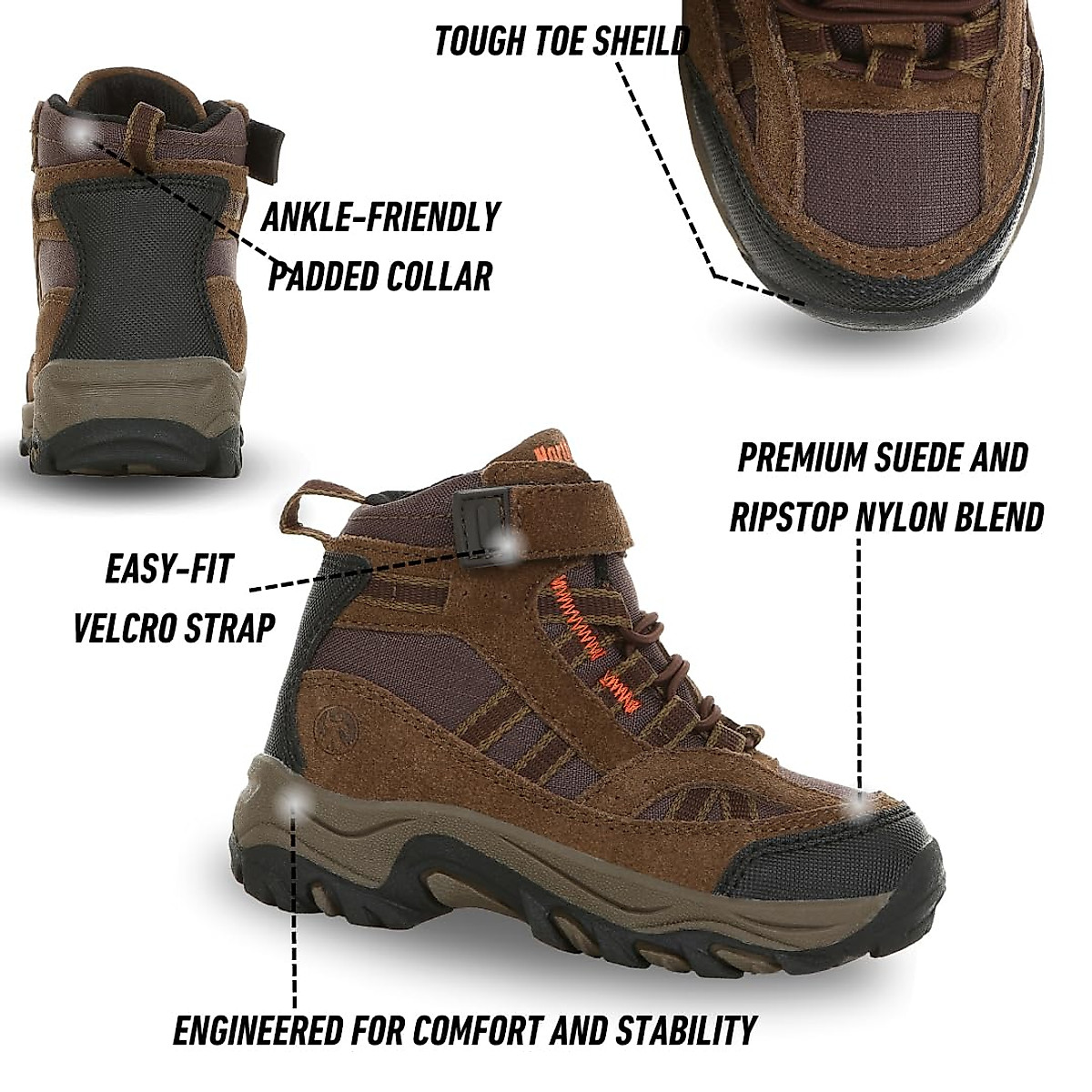 Northside Baby Rampart MID Hiking Boot, Medium Brown, 6 Medium US Toddler