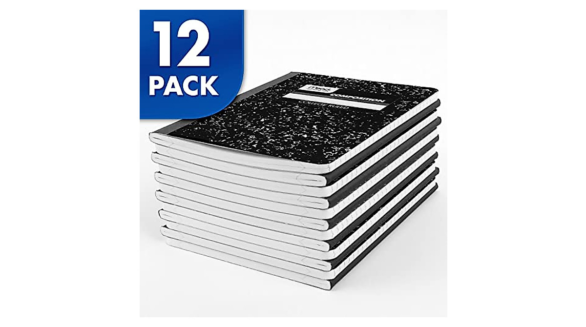 Mead Black Marble Composition Notebook Pack for Students & Office