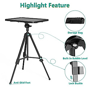 WALI Projector Tripod Stand, Portable Holder Mount for Universal Projector, Laptop, DJ Equipment with Adjustable Height 18 to 35 Inch, Perfect for Office, Home, Stage or Studio Use (PRS001), Black