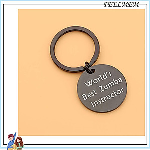 FEELMEM Teacher Gift Zumba Teacher Appreciation Gift World's Best Zumba Instructor Black Keychain Dance Jewelry for Dance Teacher Zumba Teacher (Zumba)