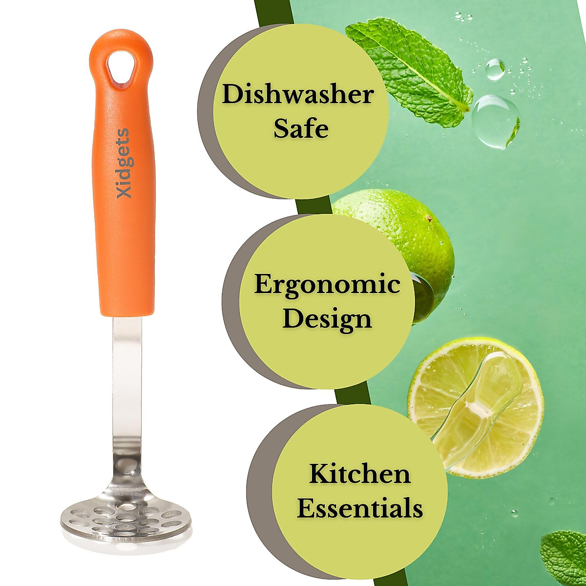 Mini Avocado Masher, Small Potato Masher, Heavy Duty, Kitchen Utensil. Stainless Steel, Tiny Masher, Compact Mini Masher for Avocado - Effortless Guacamole Preparation, Dishwasher Safe.… (Green)