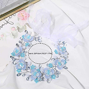 Campsis Flower Girl Headband Blue Crystal Princess Headpiece Rhinestone Girl Hair Piece Wedding Bride Accessories or Women and Girls
