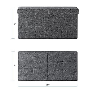 Otto & Ben 30" Storage Ottoman with SMART LIFT Top, Upholstered Tufted Bench, Foot Rest, Dark Grey
