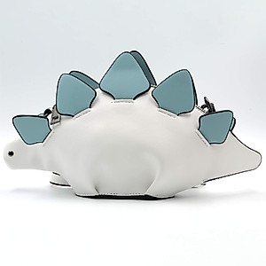 Ondeam Dinosaur Shoulder Purses,PU Stegosaurus CrossBody Bag for Girl Women(White)