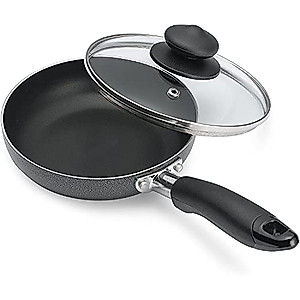 Bene Casa - Black Nonstick Aluminum Frying Pan with Glass Lid (6") - Dishwasher Safe for Easy Cleaning