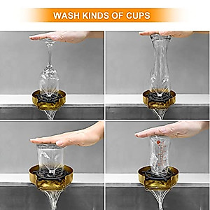 Metal Kitchen Sink Glass Rinser, Sprayer Faucet Bottle Washer Cup Cleaner Kitchen Sink Accessories, Quick Rinse for Home Bar Faucet, Gold
