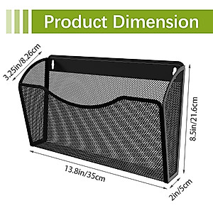 EasyPAG Hanging File Organizer Mesh 3 Single Pockets Wall File Holder Office Document Magazine Folder Rack ,Black