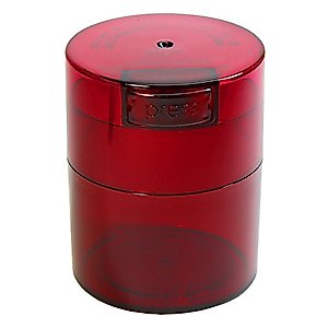 Tightvac - 1/2 oz to 3 Ounce Airtight Multi-Use Vacuum Seal Portable Storage Container for Dry Goods, Food, and Herbs - Red Tint