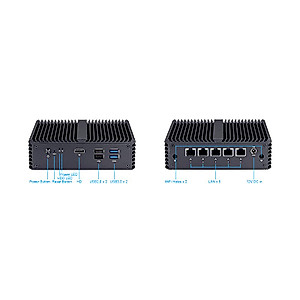 Qotom-Q750G5-S08 Router Mini PC Intel Celeron J4125 AES-NI 5X Intel I225-V 2.5G LAN Quad Core (8G DDR4 RAM + 128G MSATA SSD)