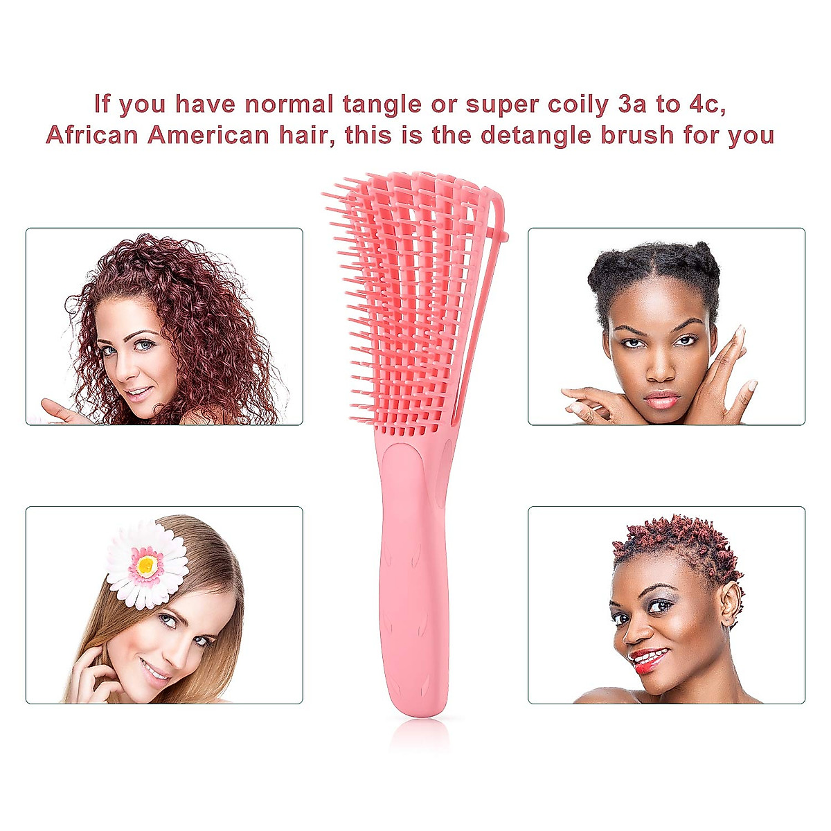 2 Pack Detangling Brush for Curly, Afro Textured 3a to 4c Kinky Wavy Hair - Wet/Dry/Long Thick Hair Exfoliating Brush for Beautiful and Shiny Curls (Green, Pink)