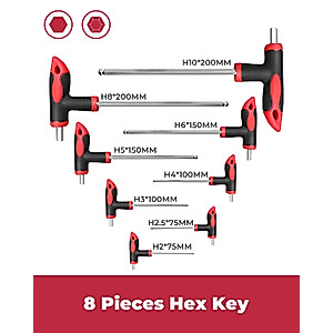 ROTATION 16 Pcs Hex and Torx Wrench Set, T Handle Allen Key with Case, for Long Shafts, Storage Rack, Auto, Bike, Moto