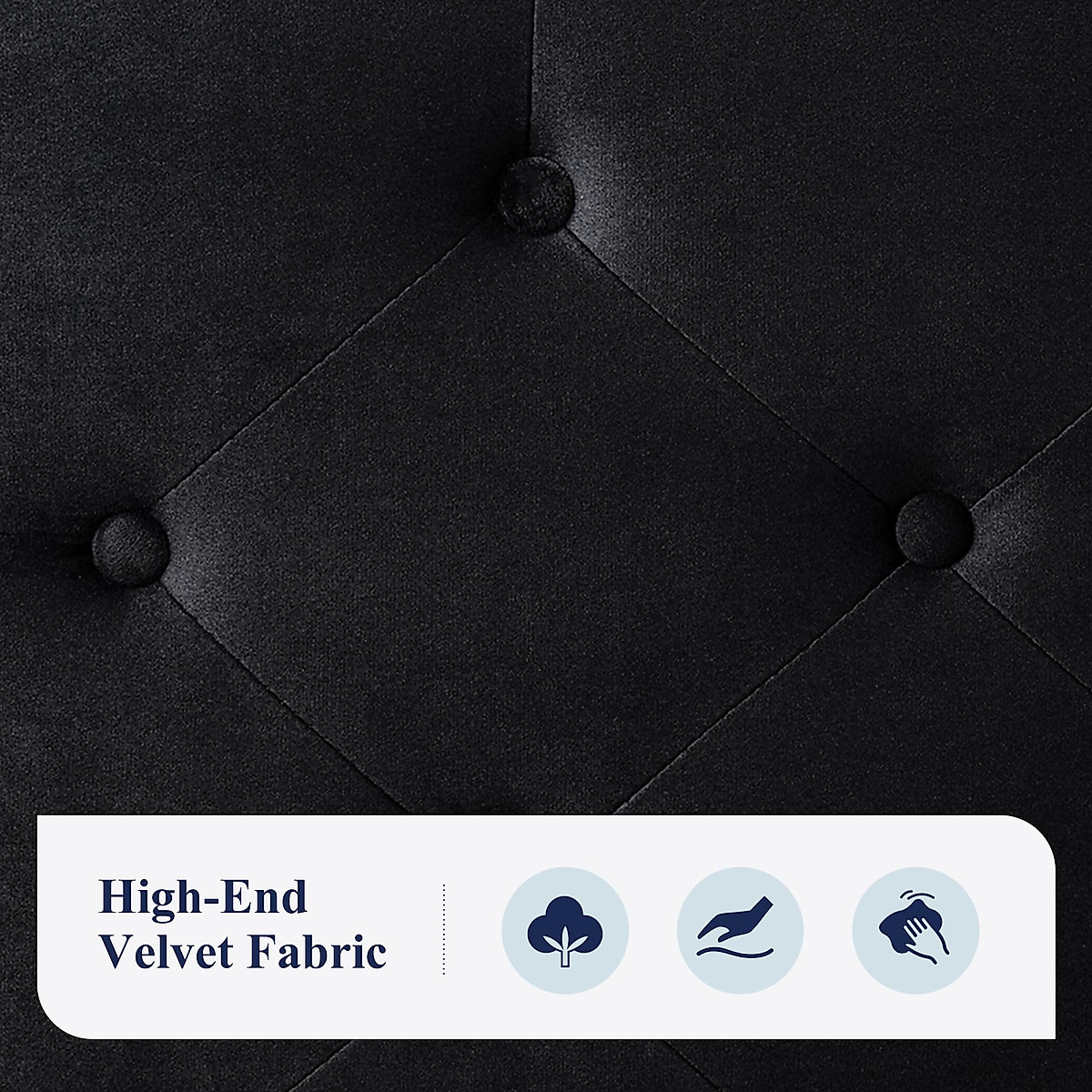 Allewie Full Size Velvet Upholstered Platform Bed Frame with Adjustable Diamond Button Tufted and Nailhead Trim Headboard, Wood Slat Support, Easy Assembly, No Box Spring Needed, Black