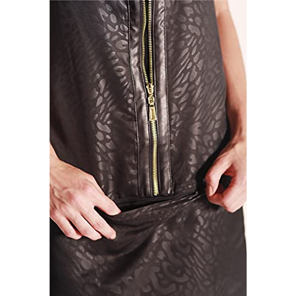 Ladybird Line Black Leopard Print Zipper Apron, Ideal for Hair Stylists, Beauty Professionals and Home and Kitchen, Water Resistant