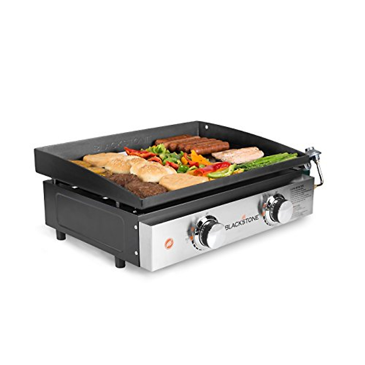 Blackstone Tabletop Griddle, 1666, Heavy Duty Flat Top Griddle Grill Station for Camping, Camp, Outdoor, Tailgating, Tabletop – Stainless Steel Griddle with Knobs & Ignition, Black, 22 inch