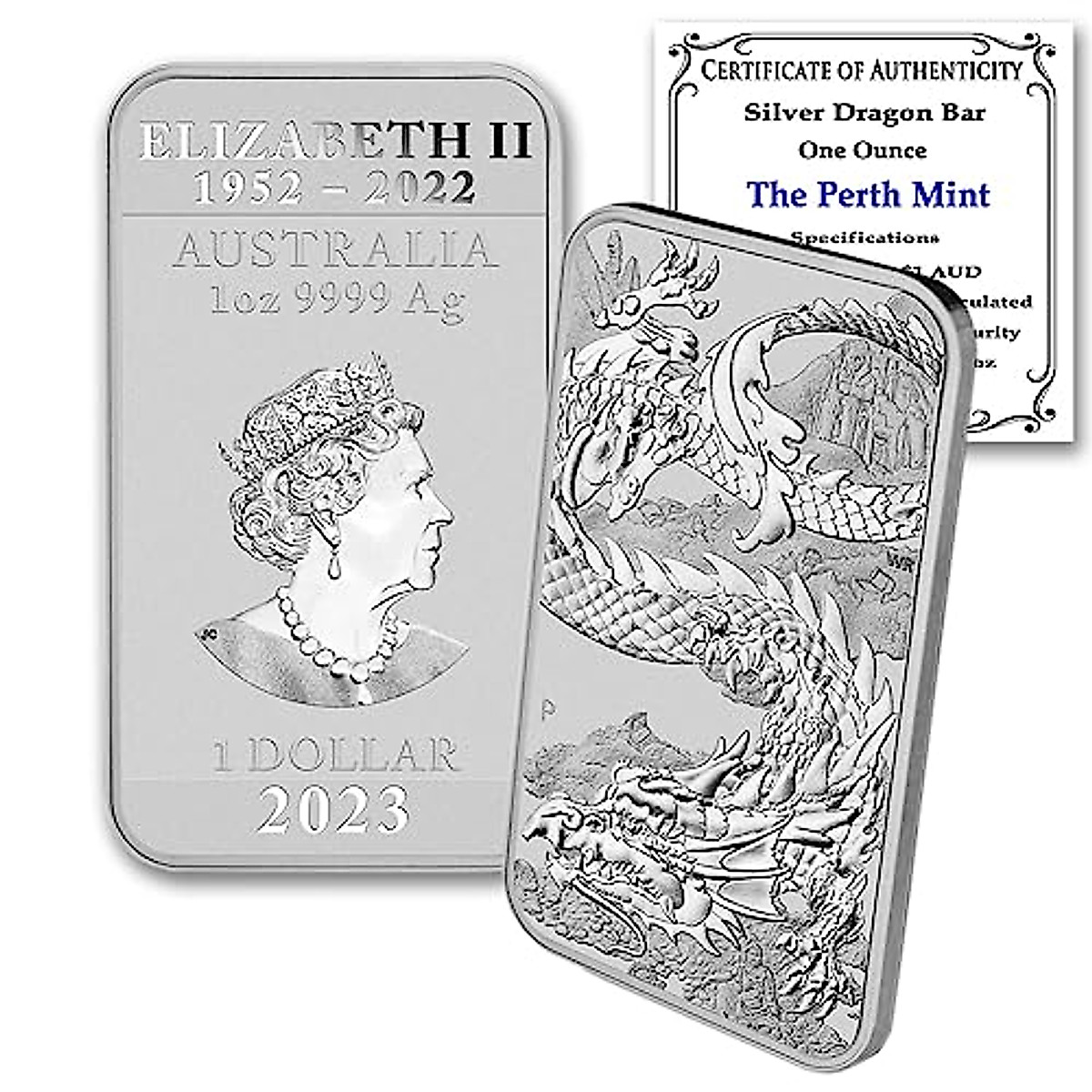 2023 P Lot of (20) 1 oz Australian Silver Dragon Rectangular Bar Coins Brilliant Uncirculated with Certificates of Authenticity $1 BU