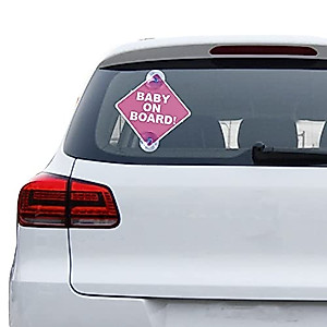 WZCNDIDI Baby on Car Sticker for Cars 2PCS with Suction Cups, (Pink)