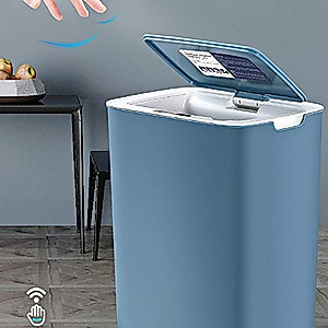 Garbage Can Waste bin Sensor Electronic USB Trash can Automatic Trash cans 14L Smart Induction Sensor Automatic Intelligent Waste Bins (Blue, USB Charger)