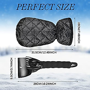 EBOOT 4 Pieces Ice Scraper with Glove Car Scraper Mitt Windshield Scraper Mitt Glove with Comfortable Foam Grip Waterproof Snow Scraper Remover Glove for Car Snow Removal Supplies, Black