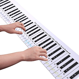 BENBO 88 Key Keyboard Piano Finger Simulation Practice Guide Teaching Aid Note Chart with 1 Music Book Clip, Portable Waterproof Electronic Piano Exercise Cardboard for Beginner Student