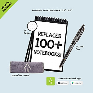 Rocketbook Smart Reusable Notebook - Dot-Grid Eco-Friendly Notebook with 1 Pilot Frixion Pen & 1 Microfiber Cloth Included - Pink Sky Cover, Mini Size (3.5" x 5.5")