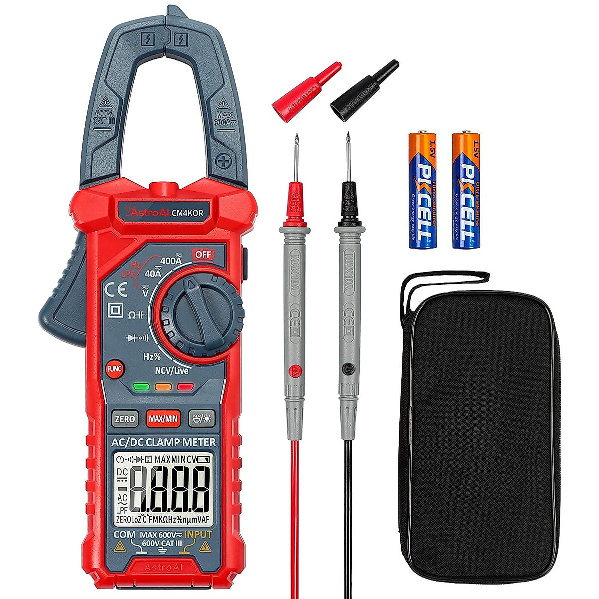 AstroAI 4000 Counts Digital Clamp Meter+Multimeter Test Leads Kit,