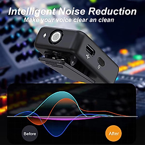 Alovon Wireless Microphone Comapatible with iPhone, Dual Mini Lavalier Lapel Mic 2.4G for Camera USB C Phone Video Recording, External Clip On Microphone for YouTube Interview Video Podcast Vlog