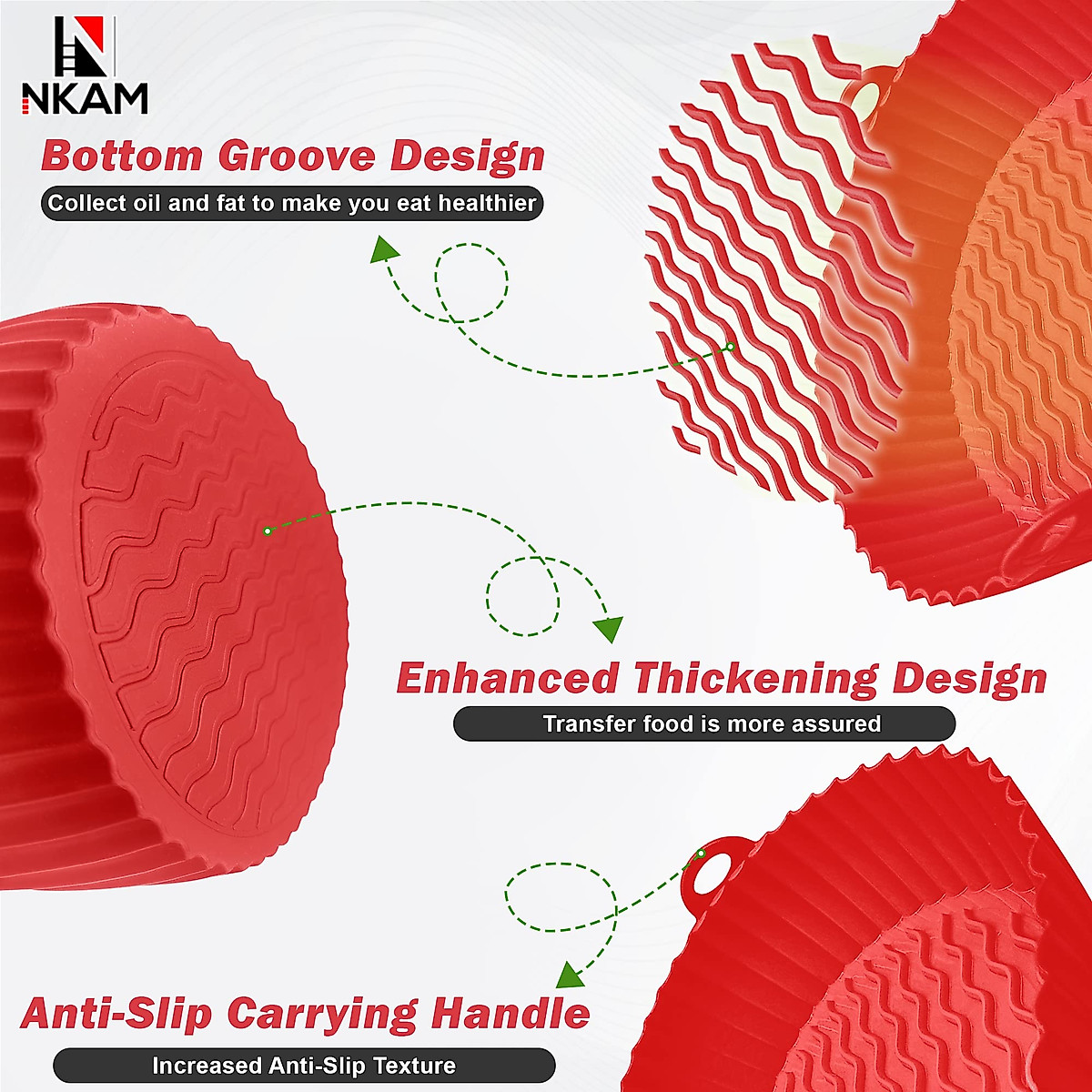 2 Pack Air Fryer Silicone Liners - Food Grade Reusable Air Fryer Liners - Easy to Clean, Non-stick, Heat Resistant - Replacement of Flammable Parchment Paper Liners