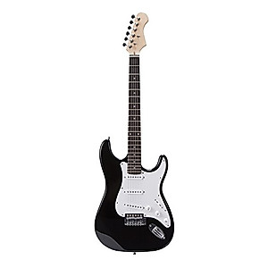 RockJam RJEG02 6 String Electric Guitar Beginner Kit with 10-Watt Amp, Gig Bag & Accessories-Black, Right, (RJEG02-SK-BK)