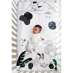 Rookie Humans 100% Cotton Sateen Fitted Crib Sheet: Woodland Dreams. Modern Nursery, Use as a Photo Background for Your Baby Pictures. Standard Crib Size (52 x 28 inches) (Black White)