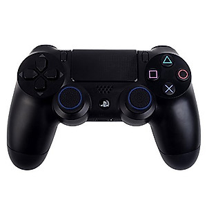 Gametown 2 Silicone Thumb Grip Stick Cover Caps for Sony PS4 PS3 PS2 Xbox 360 Xbox one Analog Controller Black with Blue Edge