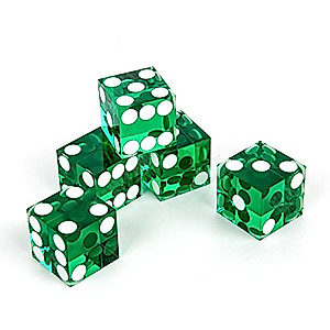 ZYM305 5pcs/Pack 19mm Precise Dice Right Angle Transparent Multicolor Resin Dice Game Dice Games Dice (Color : Green)